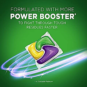 Cascade Platinum Dishwasher Pods, ActionPacs Dishwasher Detergent with Dishwasher Cleaner Action, Lemon Platinum Plus, 70 Count