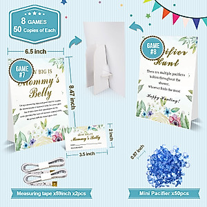 OLOUTAB Baby Shower Games Set-8 Games,Fun and Easy to Play,Includes Baby Shower Bingo,Price is Right,Guess Who Mommy or Daddy,Word Scramble,Prediction and Advice,How Big is Mommys Belly,Pacifier Hunt