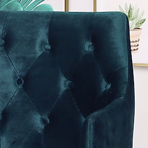 Christopher Knight Home Fern Modern Tufted Glam Accent Chair with Velvet Cushions and U-Shaped Base, Teal Finish, Black, Rose Gold 26D x 26W x 34H in
