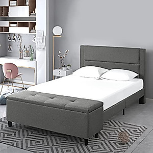 ZINUS Wanda Upholstered Platform Bed Frame with Storage Bench / Mattress Foundation with Wood Slat Support / No Box Spring Needed / Easy Assembly, King