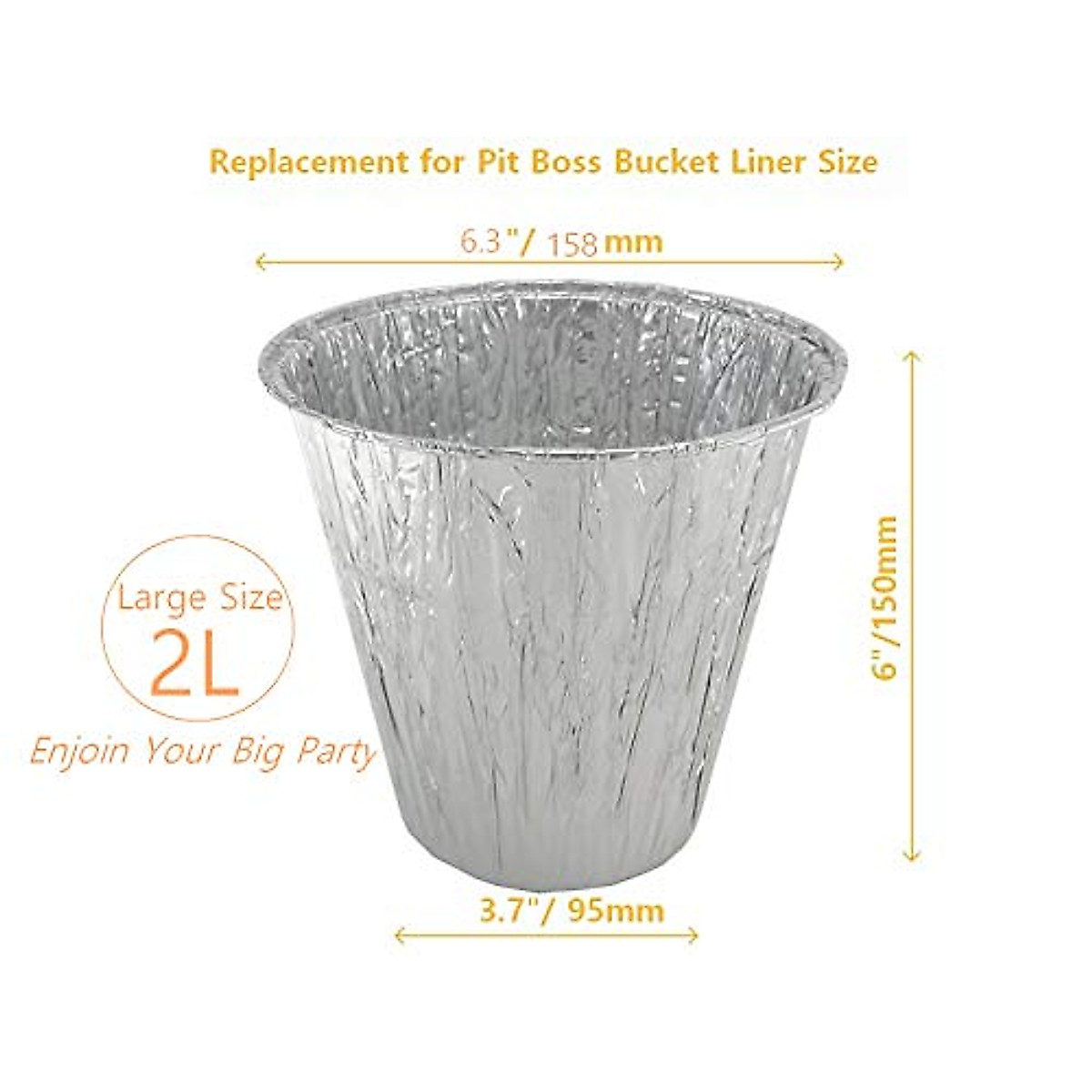 Firsgrill Grease Bucket & 12 pcs 6" High Liners Foil Tray Professional Replacement Wood Pellet Grills Pit Boss 67292, Oklahoma Joe's 9518545P06 Rec Treager Tec & Smoker.