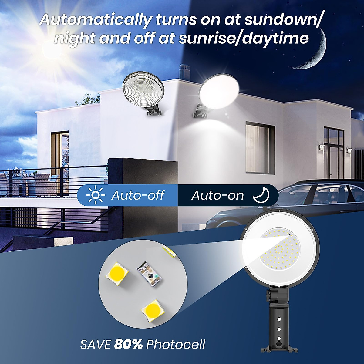 Hncelrat LED Barn Light - 15000LM Dusk to Dawn Outdoor Light, IP65 Waterproof Flood Security Lights - 6500k Barn Lights Outdoor with Photocell Angle Adjustable for Farmhouse Yard Garden Garage - 1Pack