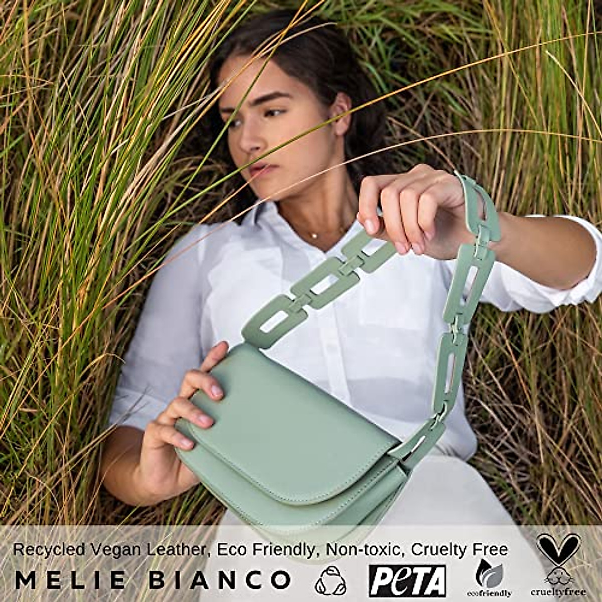 Melie Bianco Inez Bag - Luxury Vegan Leather Purse - Convertible Vegan Designer Purse - Shoulder & Crossbody Straps
