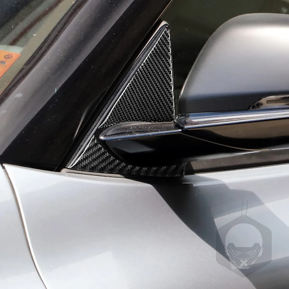 PJFUS Real Premium Carbon Fiber Car Window A-Pillar Triangle Panel Anti-Collision Cover Soft Sticker Compatible with Toyota Supra GR A90 A91 MK5 2019-2022 Auto Exterior Trim Accessories Black 4pcs