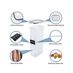 Airtight Food Storage Containers with Lids, Clear Pantry Canister Set for Kitchen Organization, Stackable Organizers for Flour, Sugar, Cereal, Rice, BPA Free Plastic 24 Pack with Different Sizes