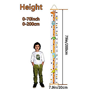 JJGoo Baby Growth Height Chart Hanging Ruler Wall Decor for Kids, Canvas Removable Height Growth Chart 79" x 7.9"(Giraffe)