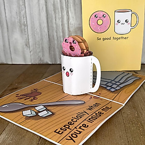 Funny Valentines Day Card For Him | Pop Up Cards Of Cute Donut Inside 3D Coffee Cup Valentine Day Cards | Anniversary Cards For Husband From Wife | Naughty Birthday Card For Boyfriend, Bf, Men