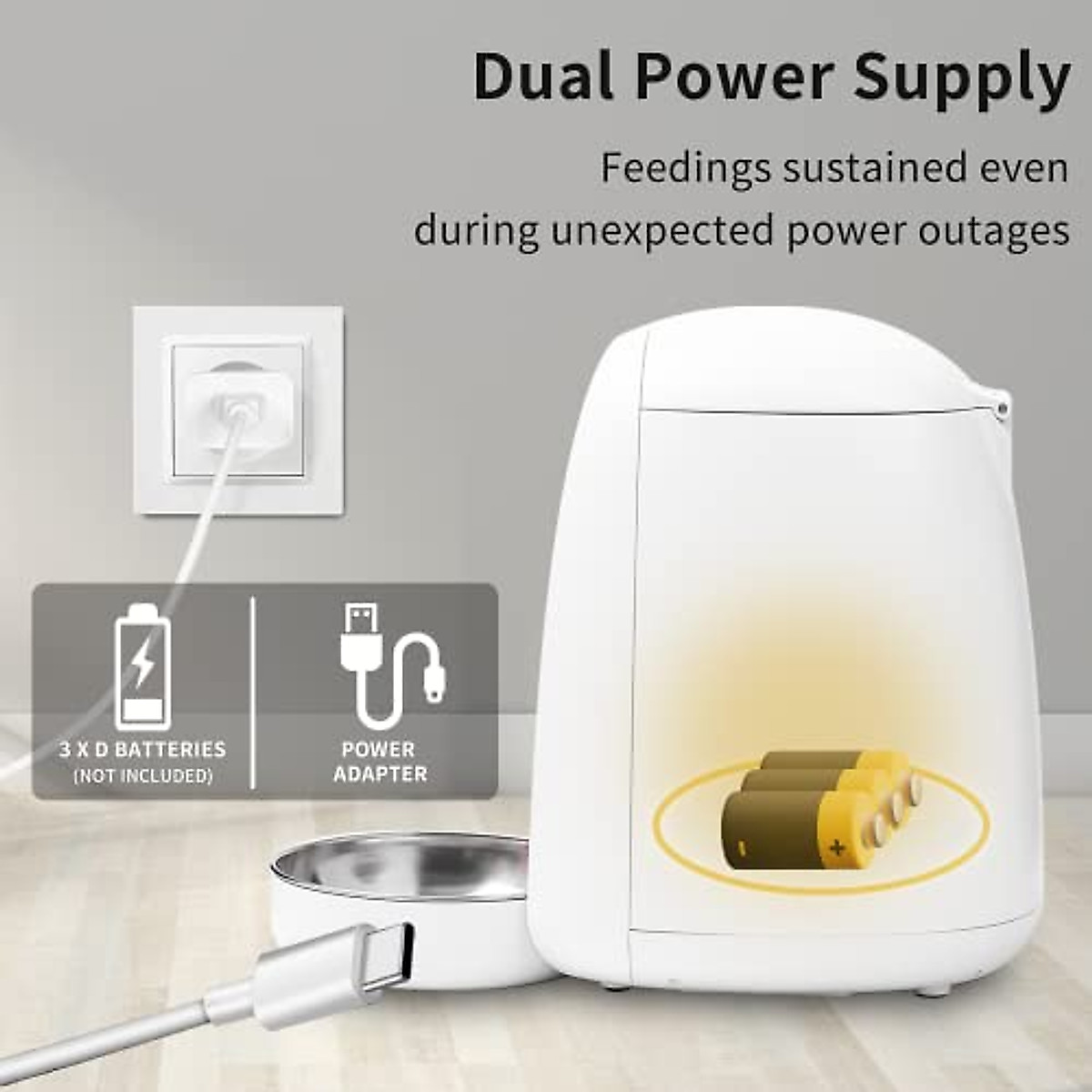 DOGNESS App Wi-Fi Control Automatic Cat Feeders, Dry Food Dispenser for Small Cat Dog Pet, Timed Cat Feeder, Microchip Pet Feeder Up to 15 Portion 6 Meals Per Day, 10s Voice Recorder, White