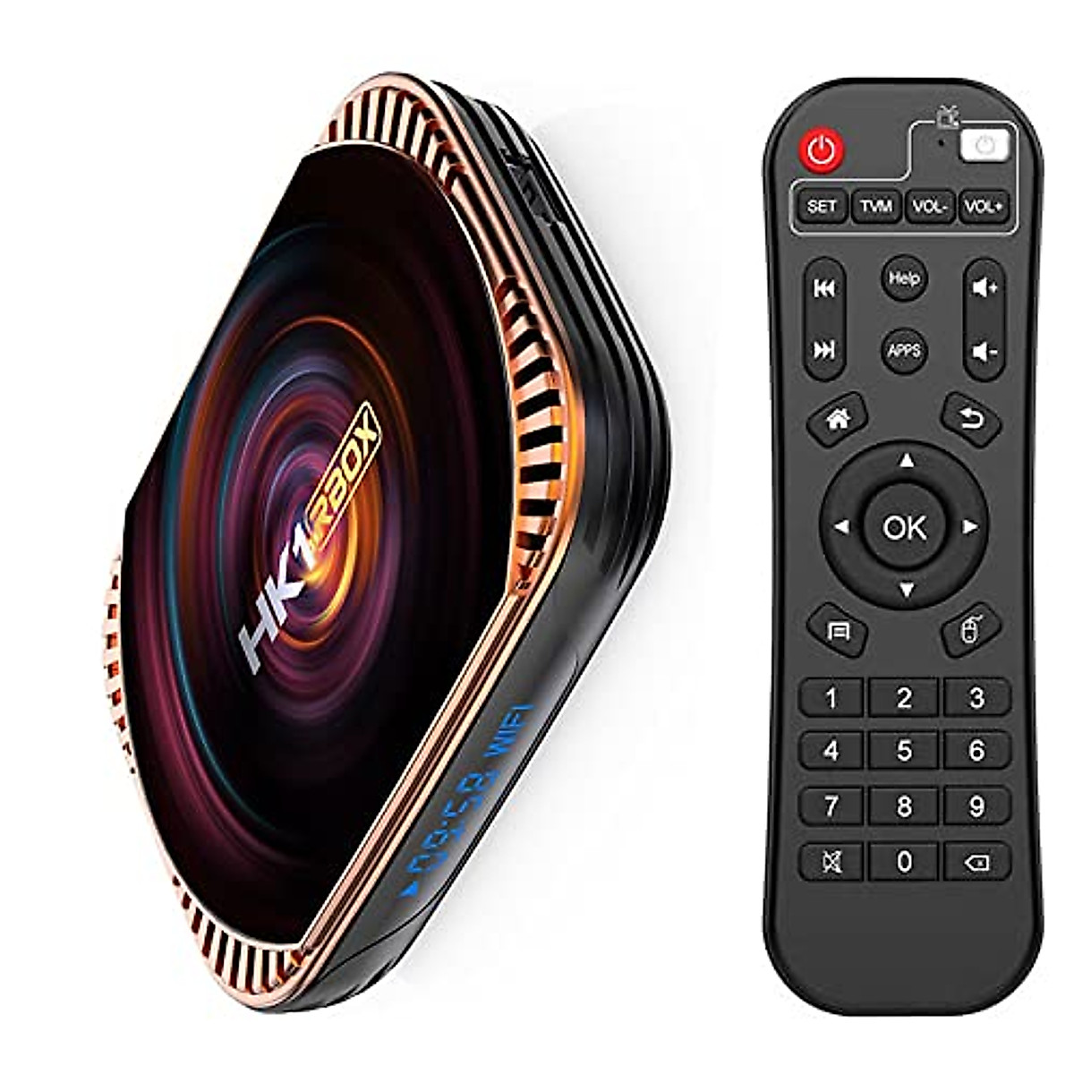 Android 11.0 TV Box 4GB RAM 64GB ROM TV Box HK1 Box X4 Amlogic S905X4 64-bit Quad Core with Dual Wi-Fi 2.4G/5.0G, BT 4.0/ 3D Ultra HD 8K/ H.265/ 1000M LAN/USB 3.0 Smart TV Box