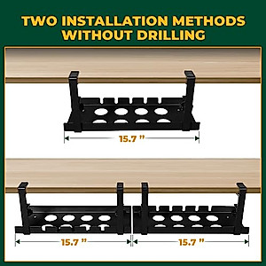 Metal Cable Management Tray Under Desk with Clamp Retractable Cord Organizer for Desk No Drill Cable Tray Basket for Wire Management Sturdy Metal Cable Management Under Desk with Clamp for Home Office