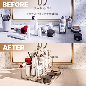 Hair Tool Organizer, Acrylic Hair Styling Tools and Blow Dryer Holder with Drawer for Bathroom Vanity Countertop (Clear)