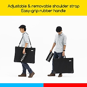 MEEDEN Studio Art Portfolio Case 20" X 26" Water-proof with Double Compartments, 600D Oxford Art Portfolio Bag, Portfolio Folder for Artwork, Canvas, Photography, Poster, Red, Hold up to 22 Lbs