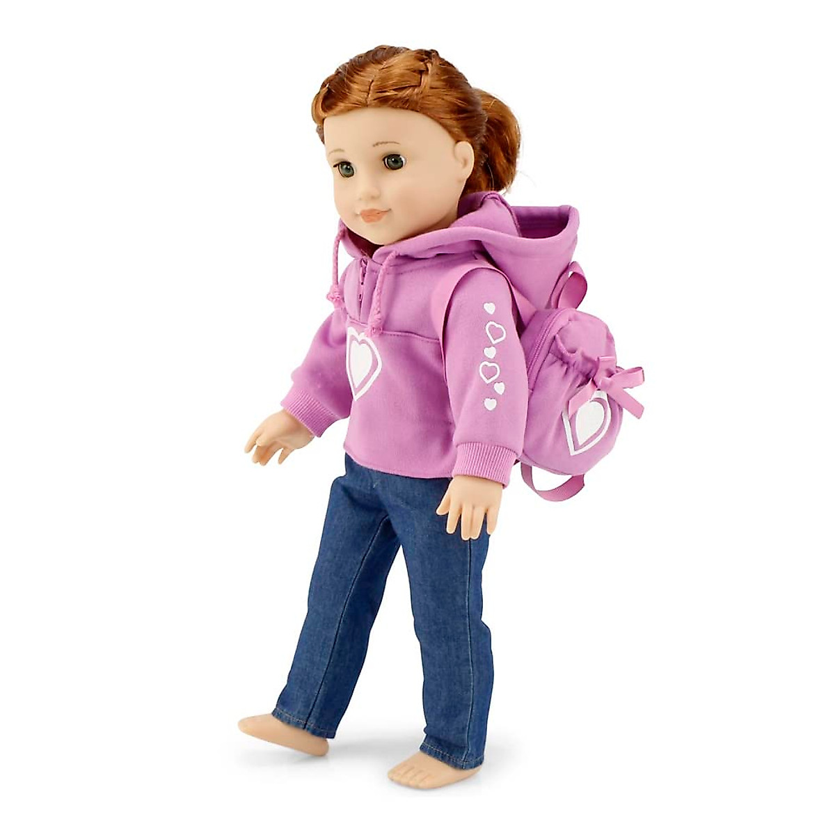 Emily Rose 18 Inch Doll - 3 Piece Pink Heart Hoody 18" Doll Clothes Outfit for Valentine's Day! | Compatible with American Girl Dolls