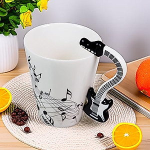 LanHong Guitar Mug Music Coffee Mug Guitar Coffee Mug Gifts for Musician Guitar Players Music Lovers - 13.5 oz Guitar Coffee Cup Music Teacher Guitar Gifts for Men Women Friend
