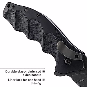 CRKT Foresight EDC Assisted Folding Pocket Knife: Urban Everyday Carry, Black Blade, IKBS Ball Bearing Pivot, Liner Lock, Grooved Glass Reinforced Nylon Handle, Deep Carry Pocket Clip K221KKP