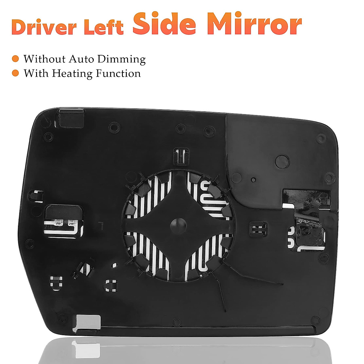 Left Driver Side Heated Convex Mirror Glass Fits for Ford F-150 2011 2012 2013 2014 Replacement for BL3Z-17K707-E w/o Auto Dimming