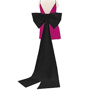 Ayervici Women's Removable Big Bow Train for Wedding Dress Satin Sweep Train for Formal Gowns(Bow:10 Inches *18 Inches) (Black)