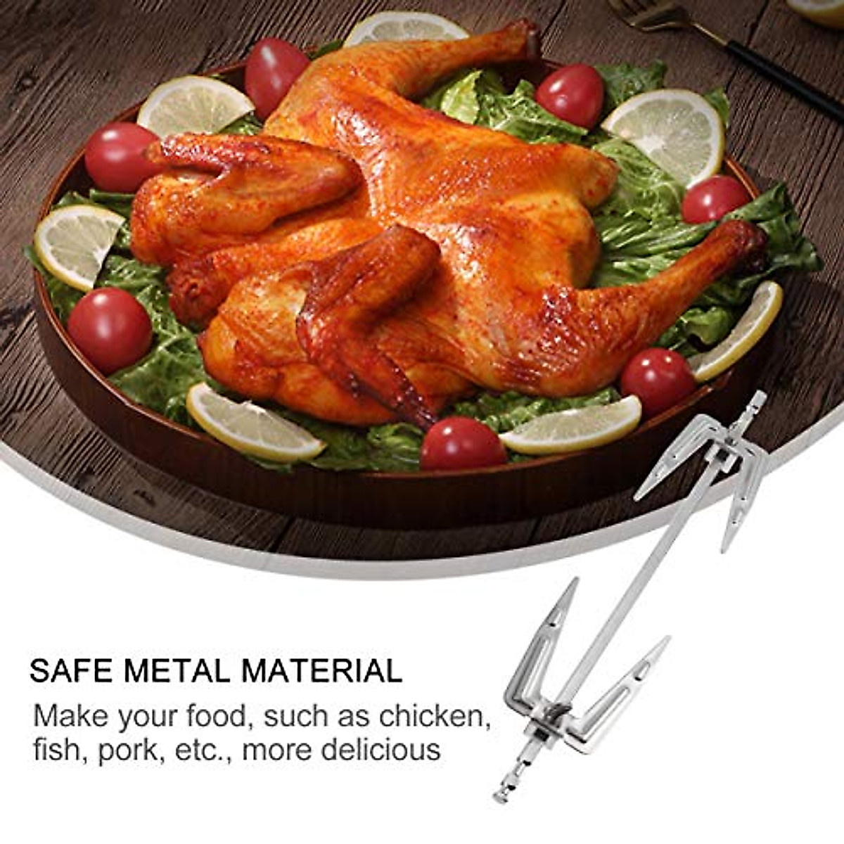 DOITOOL Air Fryer Forks Stainless Steel Grill Rotisserie Fork, 1PCS Roast Chicken Fork Fish Meat Grilling Fork, Replacement Air Fryer Grill Fork for BBQ Home Kitchen Outdoor Camping (25cm)