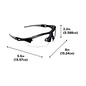Allen Company Aspect Shooting Safety Glasses, Clear Lenses, ANSI Z87.1+ & CE Rated, Black and Gray, one Size