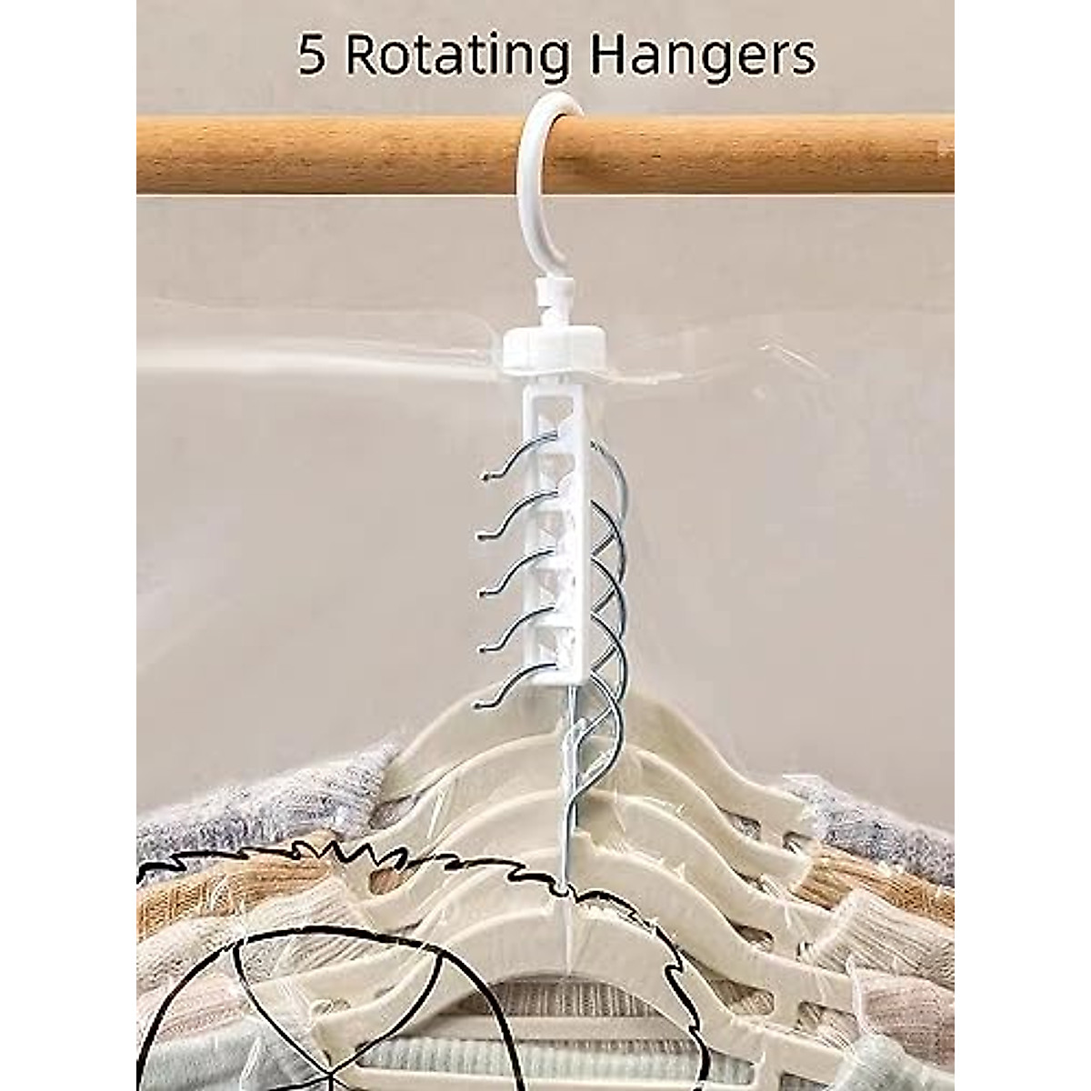 SunHorde Hanging Vacuum Storage Bags for Clothes 6 Pack Large Hanging Vacuum Sealed Bags, Hanging Space Saver Bags for Closet Organizer, Garment Cover Vacuum Sealer Bags for Travel