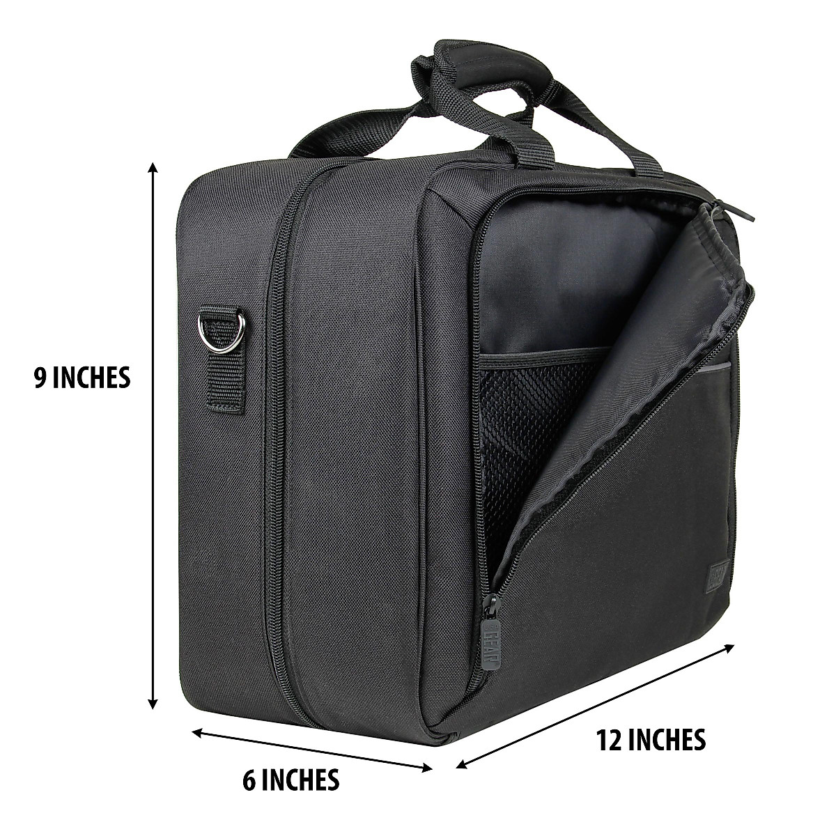 USA Gear Carrying Case Compatible with Nintendo Switch, Gamecube Controller, Adapter, Pro-Controller, and More Gaming Accessories - Customizable Interior, Shoulder Strap, and Padded Interior - Black