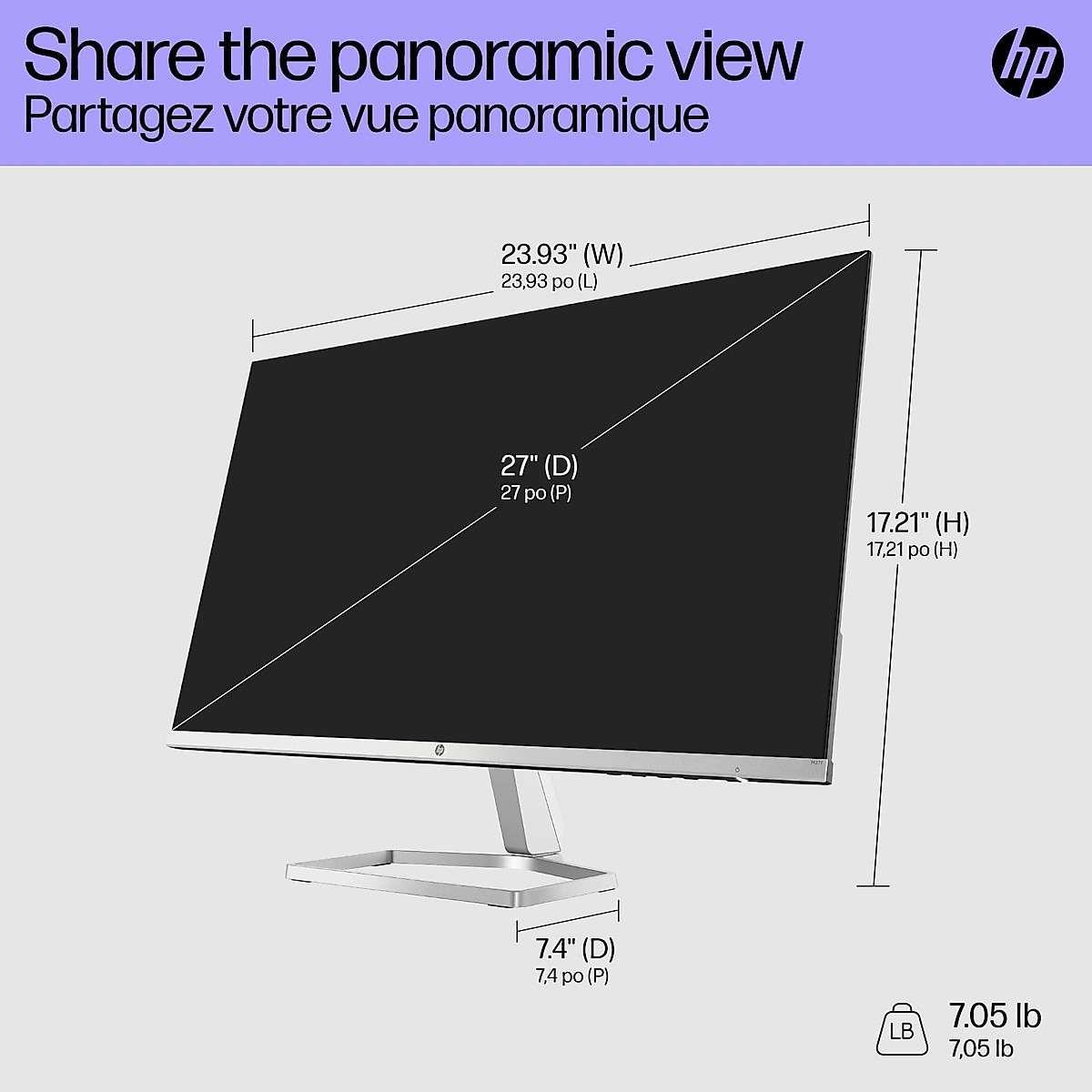HP 27-inch M27f FHD Monitor