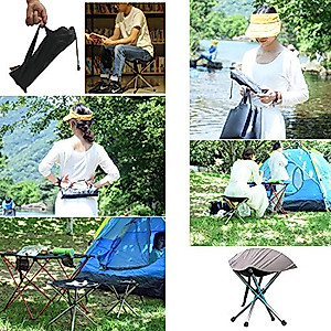 LIBOSULV Folding Camping Stool, Retractable Camping Chair, Super Compact, for Travel, Hiking, Gathering, Barbecue, with Carry Bag, Storage Size 11.61"x2.56"x2.56"