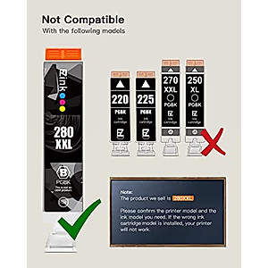 E-Z Ink (TM Compatible Ink Cartridge Replacement for Canon PGI-280XXL CLI-281XXL 280 XXL 281 XXL Compatible with PIXMA TR7520 TR8520 TS6120 TS6220 TS8120 TS8220 TS9120 TS9520 TS6320 TS9521C (5 Pack)