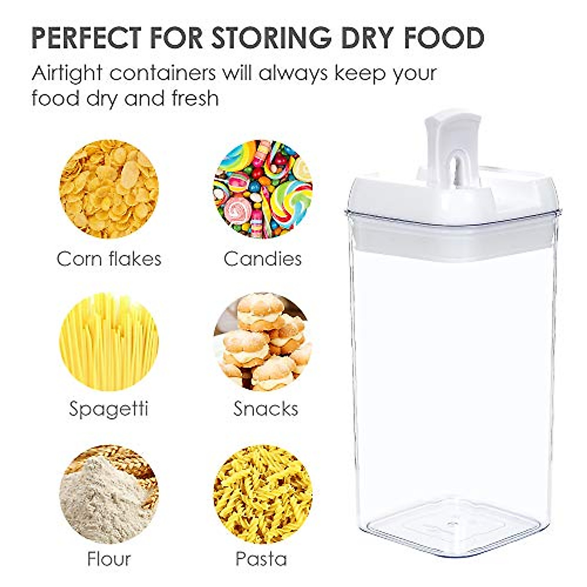 Vtopmart Airtight Food Storage Containers, 6 Pieces Medium BPA Free Plastic Canister with Easy Lock Lids, for Kitchen Pantry Organization and Storage, Include 24 Labels