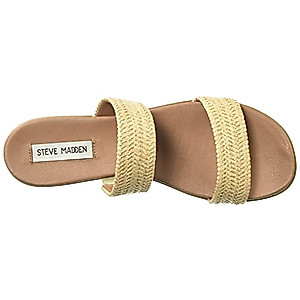 Steve Madden Women's Dual Flat Sandal, Natural Raffia, 9