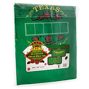 Double-Sided Poker Table & Blackjack Casino Mini Felt | Convenient, Space-Saving 36" x 18" Roll-up Casino Gambling Tabletop Mat | Smooth 2mm for Coffee Table Texas Hold 'Em & Blackjack Card Games