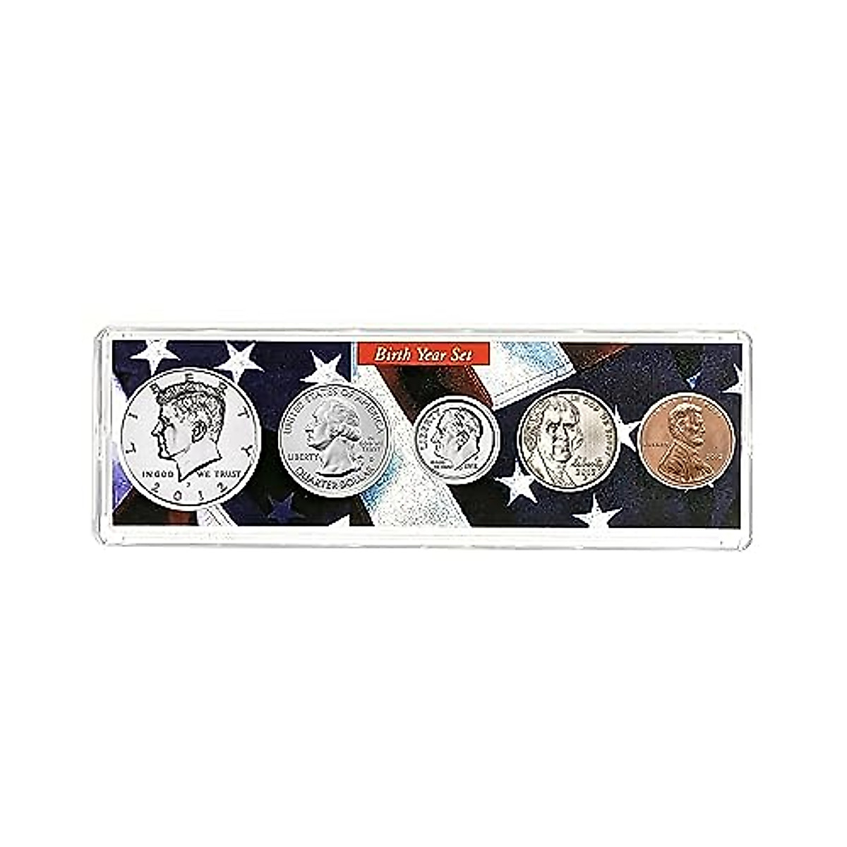 2012-5 Coin Birth Year Set in American Flag Holder Collection Seller Uncirculated