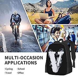 Kaeosroa Big V Backpack For Men Women Hip Hop Trend Laptop Backpacks School Bag Bookbag Outdoor Travel Sport Bag Boys Girls