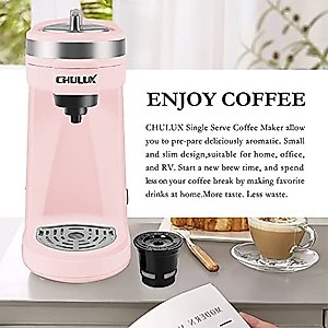 CHULUX Single Serve Coffee Maker,One Button Operation with Auto Shut-Off for Coffee and Tea with 5 to 12 Ounce,Pink