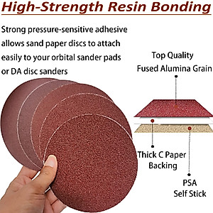 SACKORANGE 100 PCS 6" PSA Sanding Discs -20 Each of 60, 80, 120, 180, 240, Grit- 6 Inch Self Adhesive Stickyback Sandpaper Discs for DA Sander, Sand Automotive Car Paint, Woodworking Wood, Metal