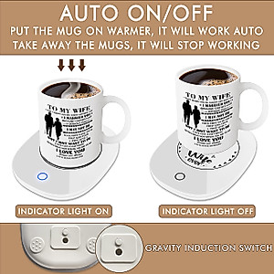Gifts for Wife-Gifts for Wife Mother's Day Great Mug Warmer Set-Mothers Day Wife Gifts from Husband Smart Warmer Thermostat Coaster with Mug, Beverage Warmer Maintain Temperature 120℉-140℉