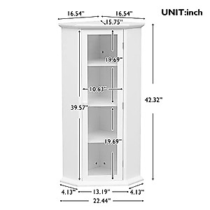 AMNOOL The Independent Bathroom Cabinet with a Glass Door is Suitable for Corner Storage containers in The Bathroom, Living Room and Kitchen, Medium -Density Fiber Board, and Paint with Paint (White)