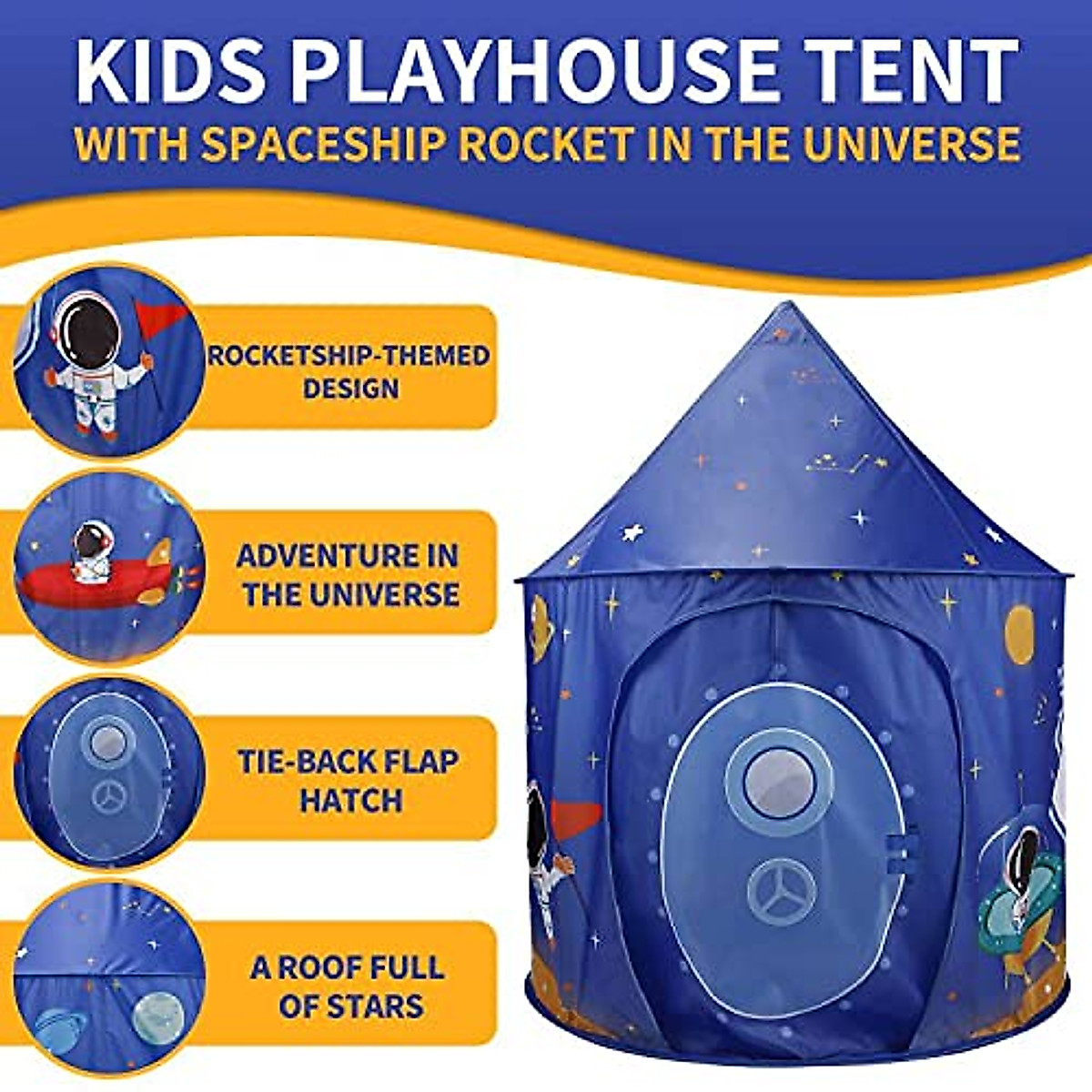 Spaceship Rocket Indoor Kids Play Tent for Boys and Girls (Rocket Ship)