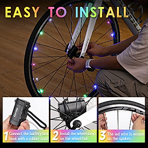Anrrew 2-Tire Pack Bike Lights.LED Bike Wheel Lights with Batteries Included! Safety and Style Bicycle Light Decoration Accessories.Gift for Kids,Adults（Rainbow）