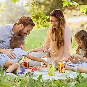 Dyserbuy Glass Cups with Bamboo Lids and Glass Straw 4pcs Set, 16oz Drinking Glasses, Beer Iced Coffee Glasses, Tumbler Cup, Ideal for Smoothie, Boba Tea, Whiskey, Water