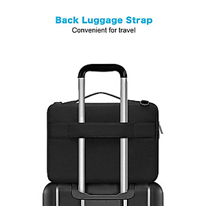 MOSISO 360 Protective Laptop Shoulder Bag Compatible with MacBook Air/Pro,13-13.3 inch Notebook,Compatible with MacBook Pro 14 inch 2023-2021,Side Open Sleeve with 3 Front Pockets&PU Handle&Belt,Black