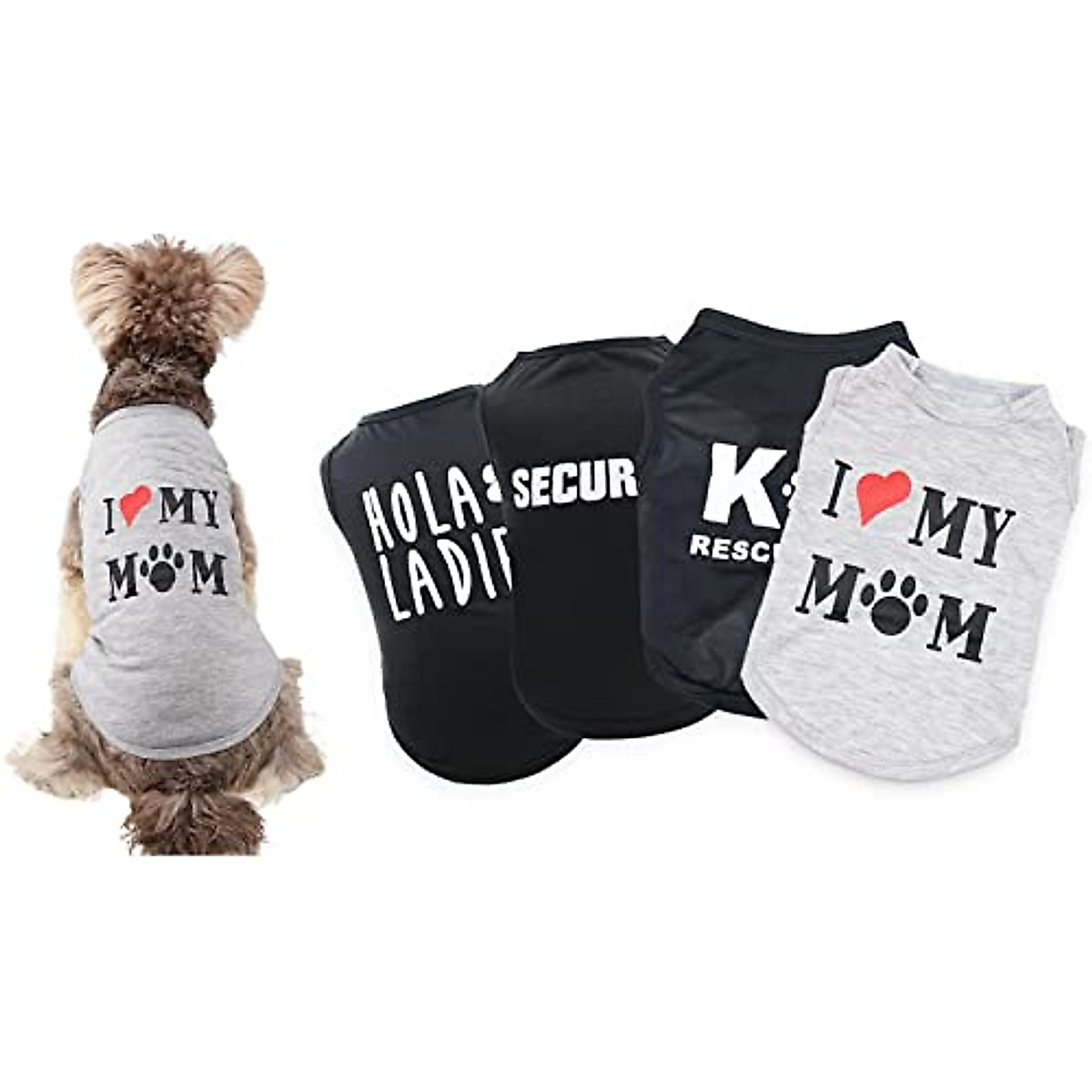 4 Packs Boy Dog Shirts Small Dog Boy Clothes Tshirts for Puppy Boys Male Black Dog Clothes for Small Dogs Boy