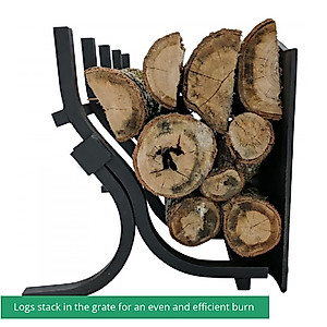 Titan High-Efficiency Log Grate with Reflective Fireback 26" Wide, 15.5" Tall