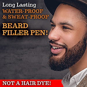 Beard Pen Filler for Men - Barber Styling Grooming Pencil - Waterproof Proof, Sweat Proof, Long Lasting Solution with Natural Finish - Cover Beard and Scalp Patches in Seconds - Black 2 Pack