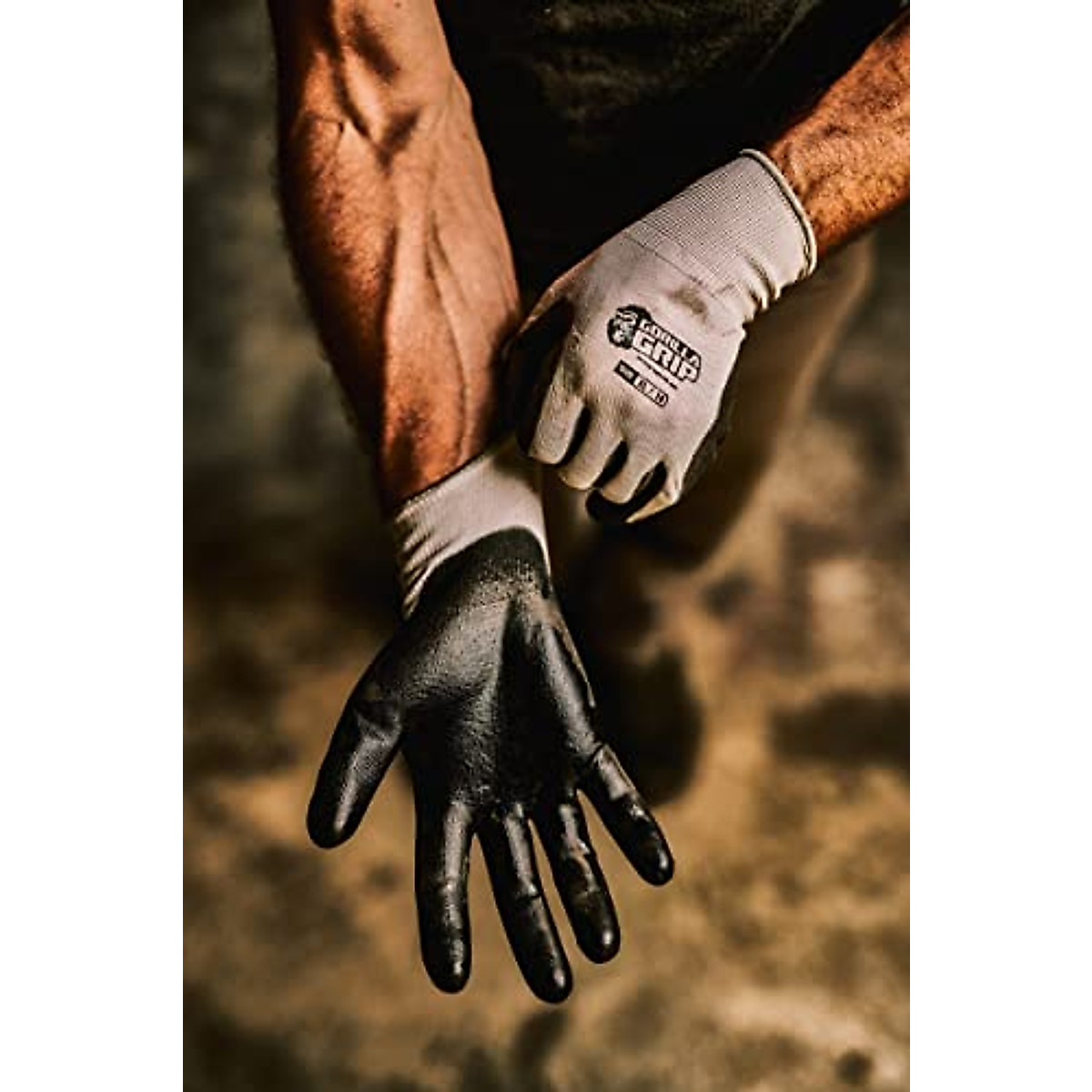 Gorilla Grip Grey Slip Resistant All Purpose Work Gloves, Size: Large, Pack of 5 Pairs of Gloves