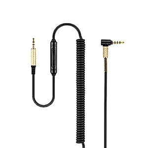 weishan QC35 Coiled Audio Cable Replacement for Bose 700 Quietcomfort 35 II/35/25 On-Ear 2/OE2i Soundtrue/Soundlink, in-line Mic Control Headphone Cord Works on iOS/Android 8ft