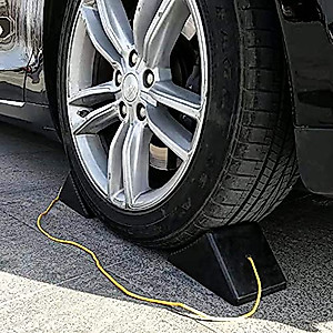 HOXWELL Rubber Wheel Chock with Rope Set of 4pcs, Heavy Duty RV Tire Chocks for Travel Trailers, Camper, Small Airplant, Cars, Motorcycle and Truck 4 Packs, 8" Length x 5" Width x 4" Height