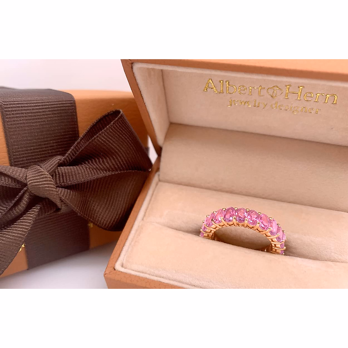 5.7ct Natural Pink Sapphire Eternity Ring 18kt Rose Gold Band for Women Size 4.5 to 8 | Ideal for Weddings, Engagement, Bridal Set, Valentine’s Day, Anniversary & Birthday Gift (4.5, Pink-Sapphire)
