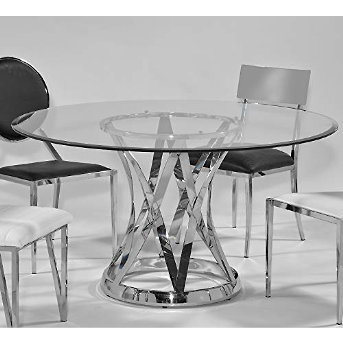 MILAN Round 3/8" Bevel Edge Glass Top, 54 Inch, Clear