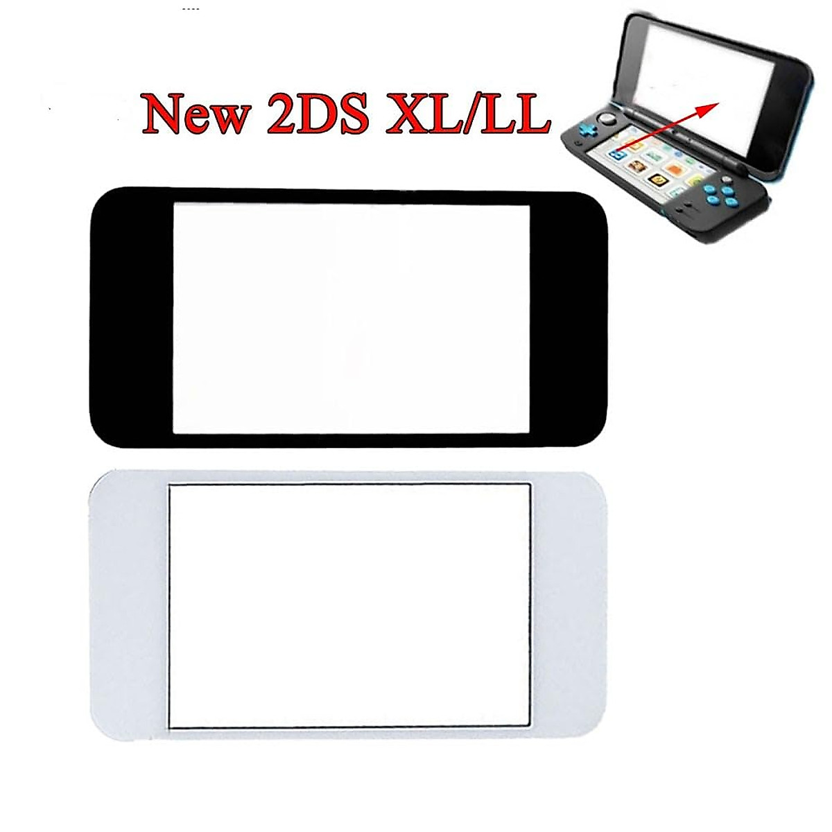 Top Surface Lens LCD Mirror Front Screen Lens for New 2DS XL LL Protector Cover Black